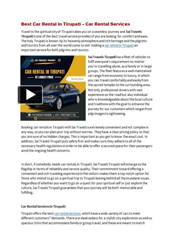 PPT – Best Car Rental in Tirupati – Car Rental Services PowerPoint ...