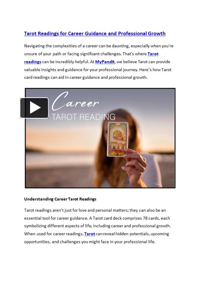 Tarot Readings for Career Guidance and Professional Growth presentation ...