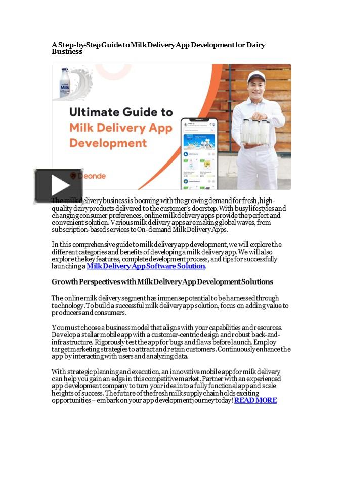 PPT – A Step-by-Step Guide to Milk Delivery App Development for Dairy ...