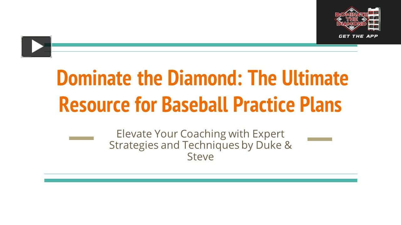 Dominate the Diamond: The Ultimate Resource for Baseball Practice Plans ...