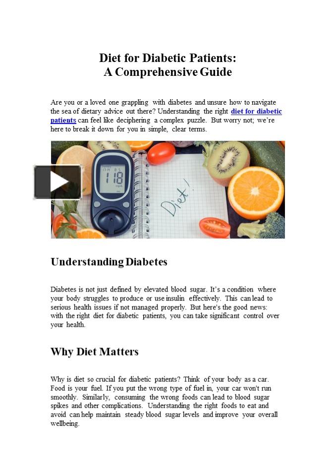 PPT – Diet for Diabetic Patients: A Comprehensive Guide PowerPoint ...