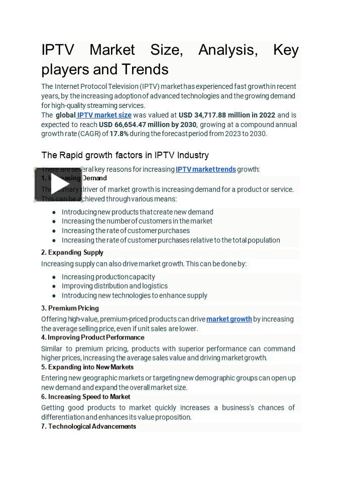 IPTV Market Size, Analysis, Key players and Trends presentation | free ...