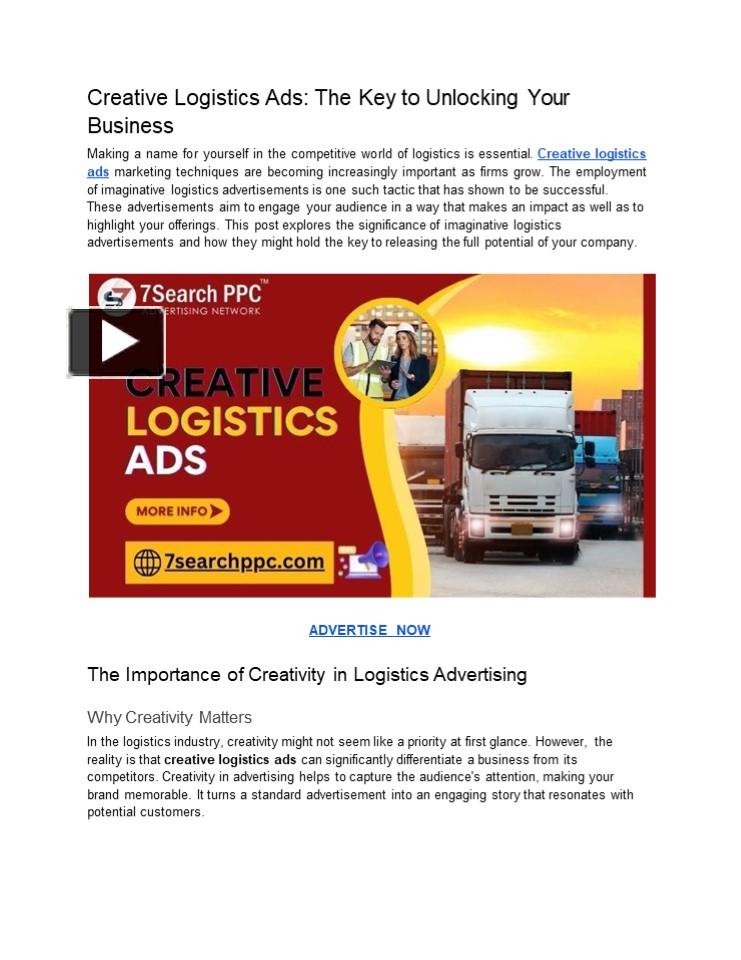 Creative Logistics Ads: The Key to Unlocking Your Business presentation ...