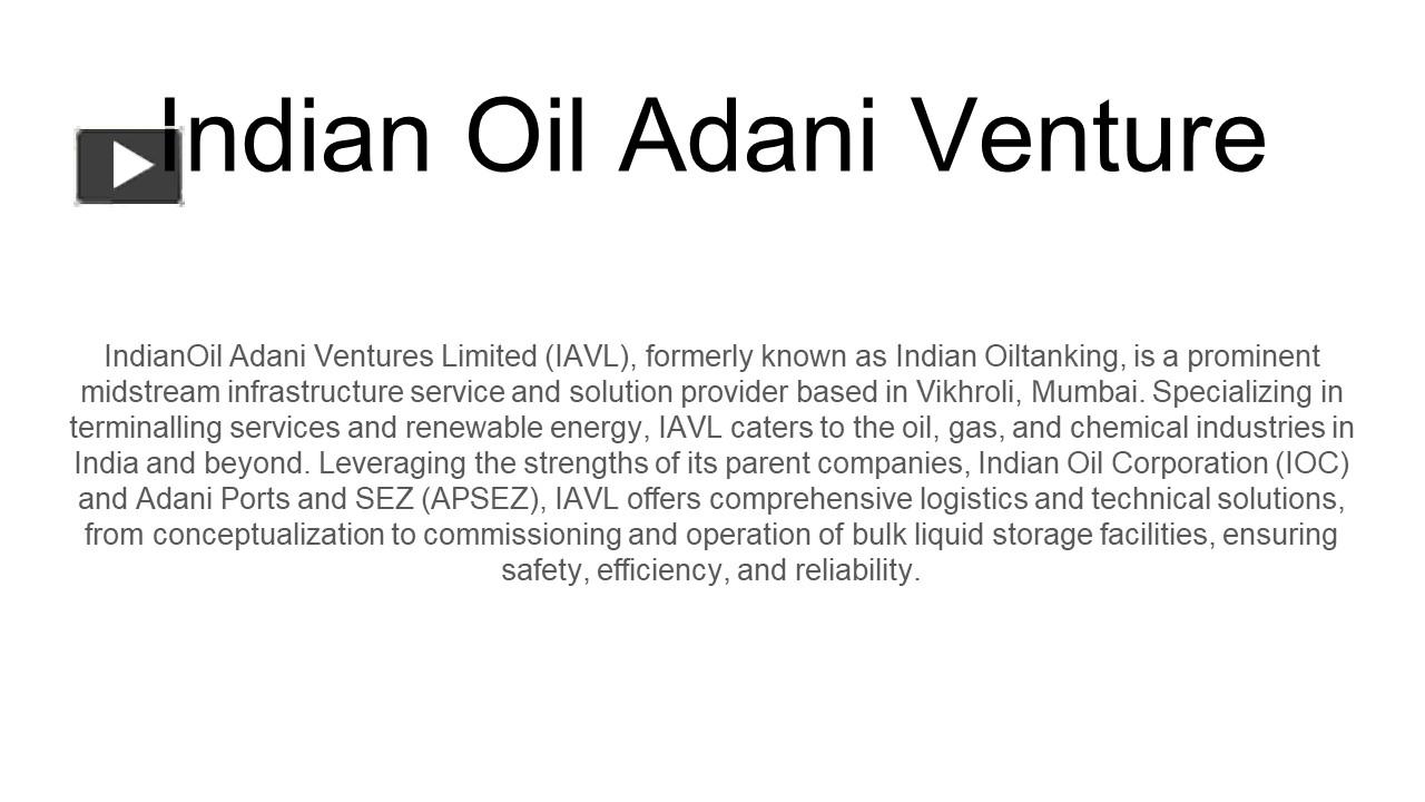 Indian Oil Adani Venture presentation | free to download