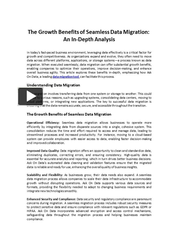 PPT – The Growth Benefits of Seamless Data Migration PowerPoint ...