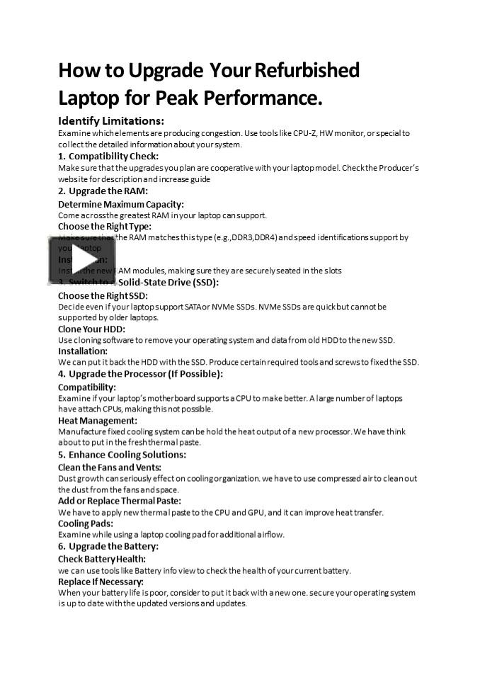 How to Upgrade Your Refurbished Laptop for Peak Performance ...