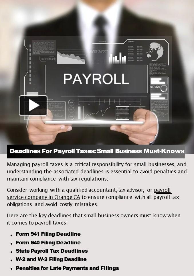 PPT – Deadlines For Payroll Taxes: Small Business Must-Knows PowerPoint ...