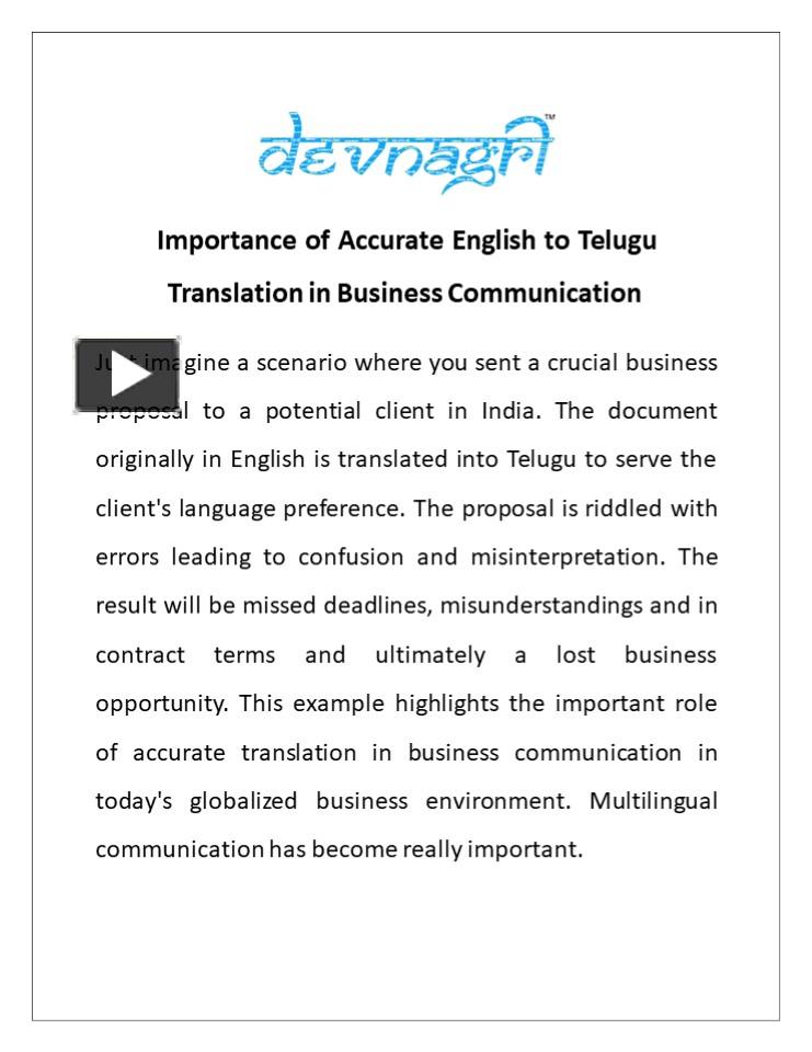 Importance of Accurate English to Telugu Translation in Business ...