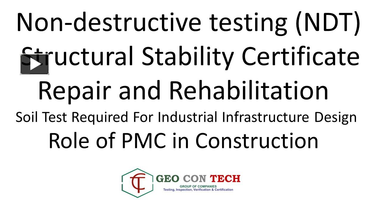 Non-destructive testing (NDT) - Structural Stability Certificate ...
