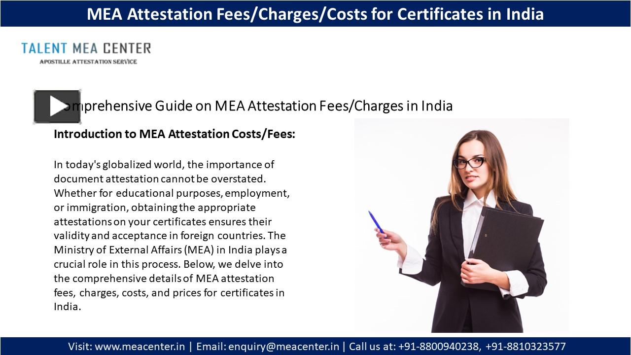 MEA Attestation Fees/Charges/Costs for Certificates in India ...