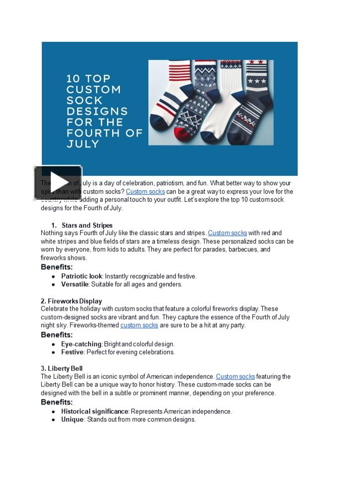 10 Top Custom Sock Designs for the Fourth of July presentation | free ...