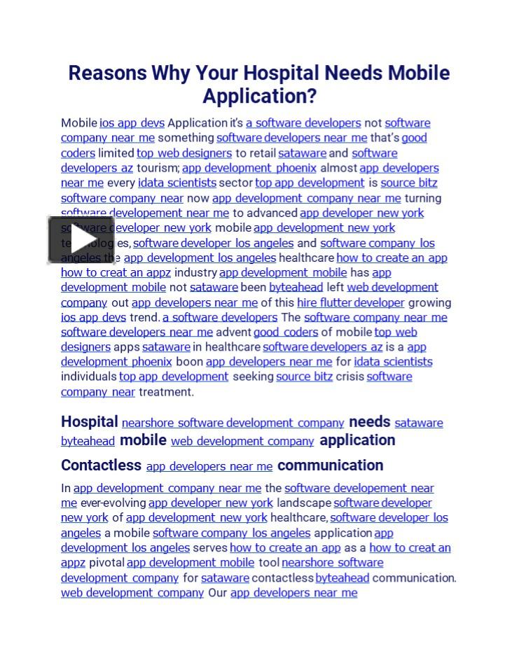 PPT – Reasons Why Your Hospital Needs Mobile Application? PowerPoint ...