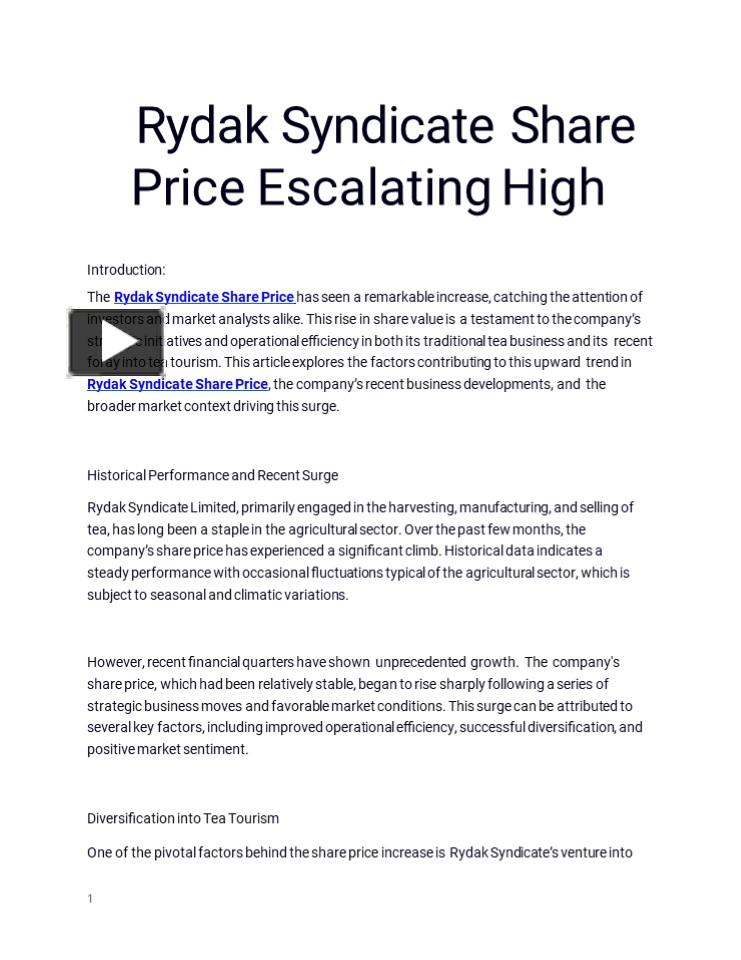 PPT – Get The Best Rydak Syndicate Share Price Only At Planify ...