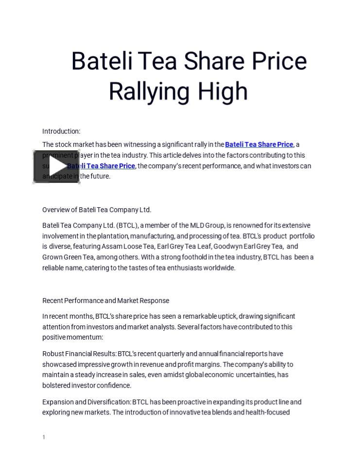 Get The Best Bateli Tea Share Price Only At Planify presentation | free ...