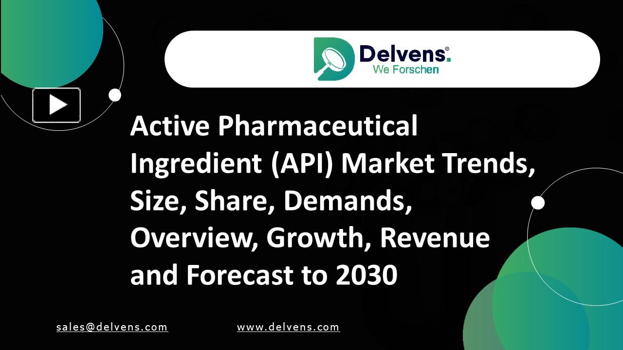 Active Pharmaceutical Ingredient (API) Market presentation | free to ...