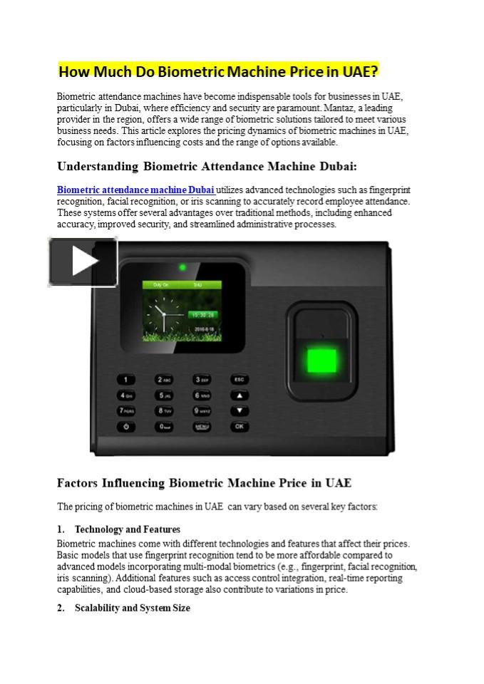 How Much Do Biometric Machine Price in UAE? presentation | free to download