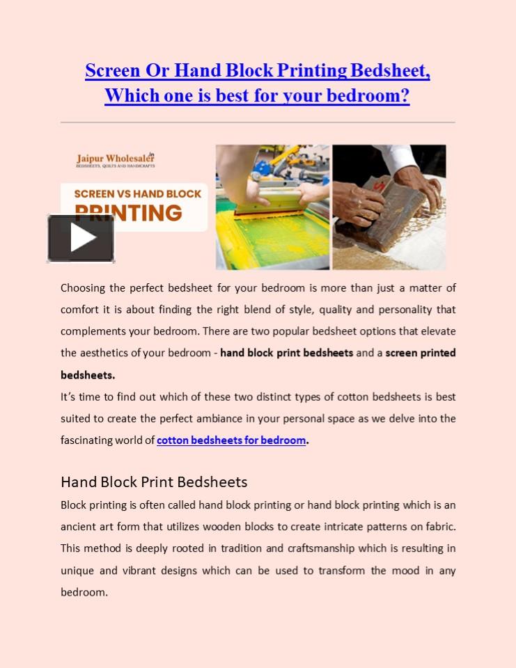 PPT – Screen Or Hand Block Printing Bedsheet, Which one is best for ...
