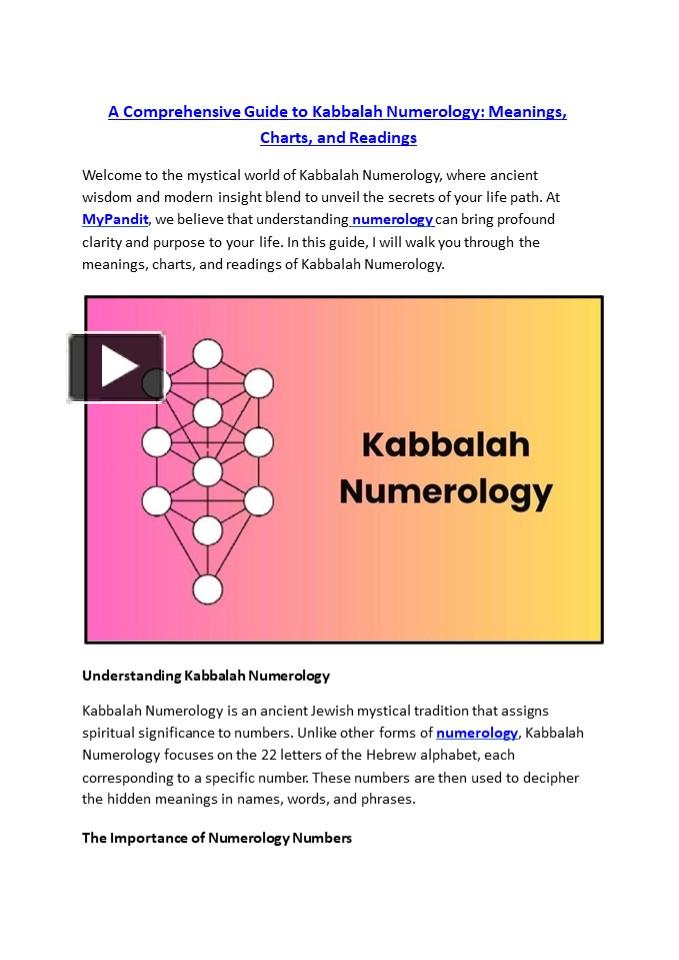 A Comprehensive Guide to Kabbalah Numerology: Meanings, Charts, and ...