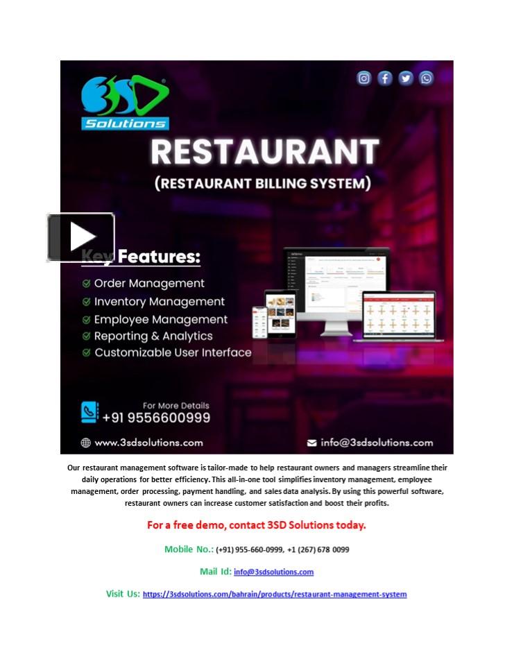 PPT – Restaurant Billing System in Bahrain PowerPoint presentation ...