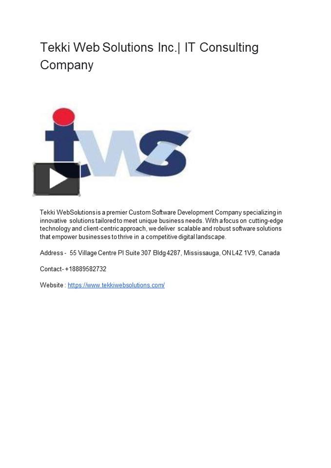 Tekki Web Solutions Inc. presentation | free to download