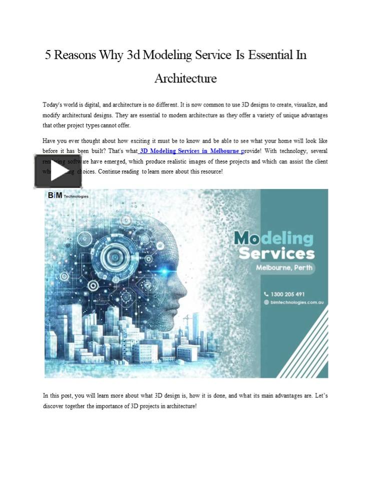 5 Reasons Why 3D Modeling Service Is Essential In Architecture ...