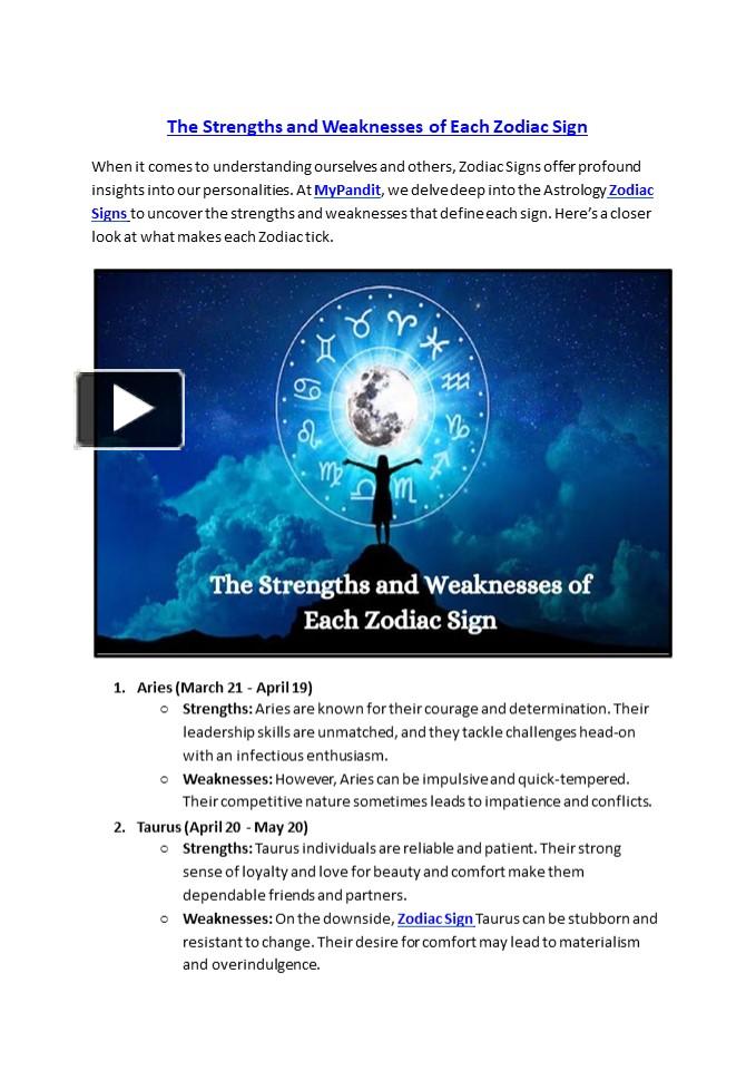 PPT – The Strengths and Weaknesses of Each Zodiac Sign PowerPoint ...