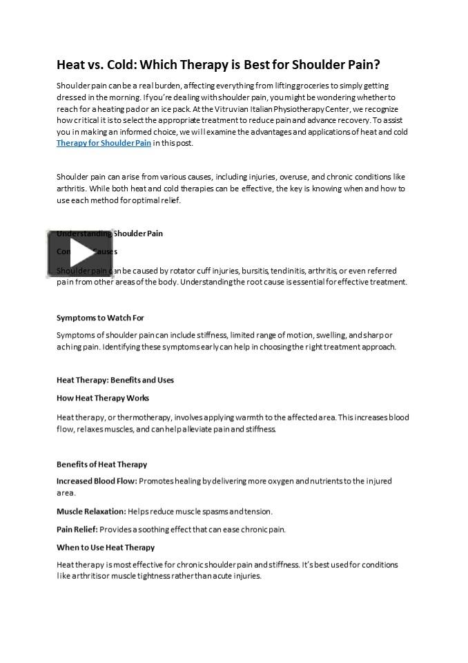 PPT – Heat vs. Cold: Which Therapy is Best for Shoulder Pain? (1 ...