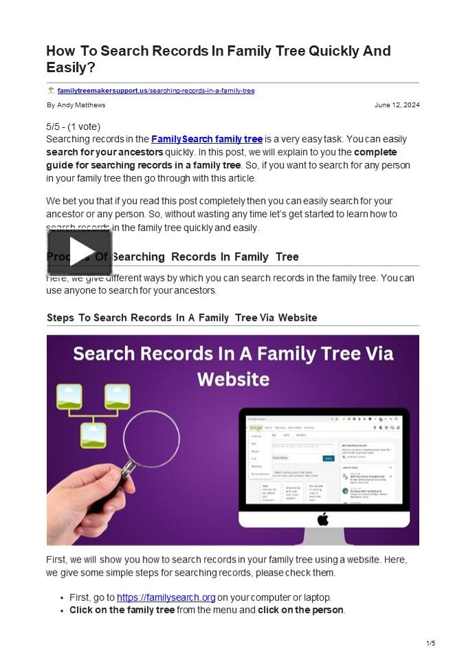 How To Search Records In Family Tree Quickly And Easily? (1 ...