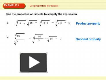 Use properties of radicals presentation | free to view