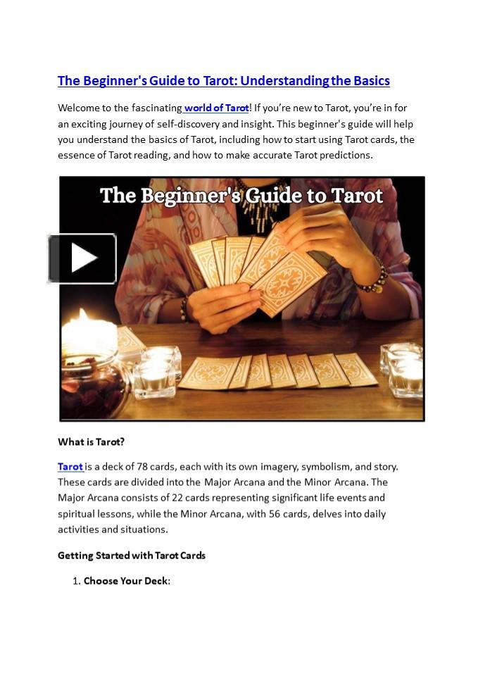 PPT – The Beginner's Guide to Tarot: Understanding the Basics ...