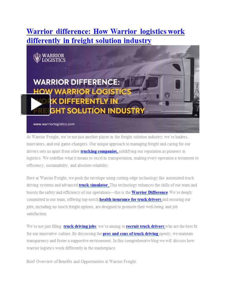 Warrior Difference in the Freight Solution Industry presentation | free ...
