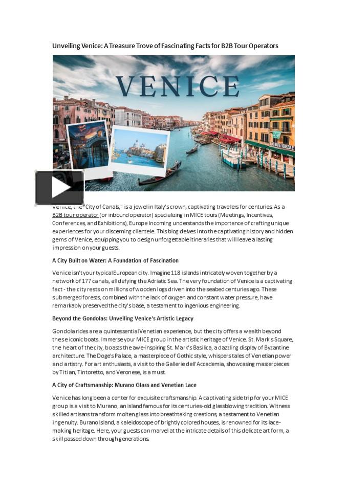 PPT – Unveiling Venice: A Treasure Trove of Fascinating Facts for B2B ...