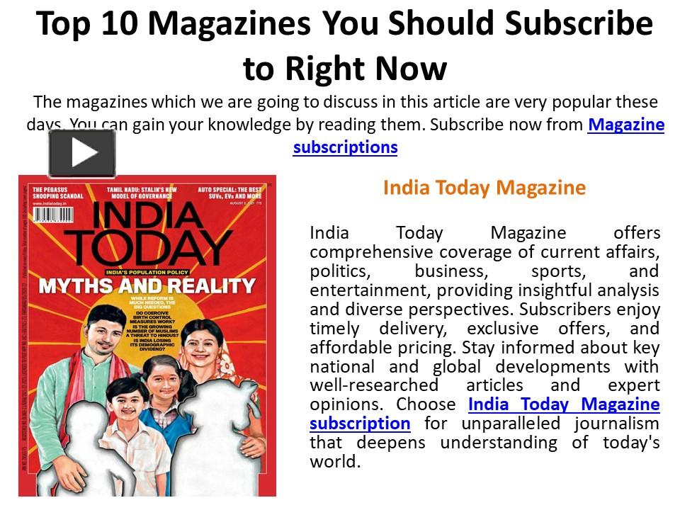 Top 10 topics to write on Blogs for Magazine subscription presentation ...