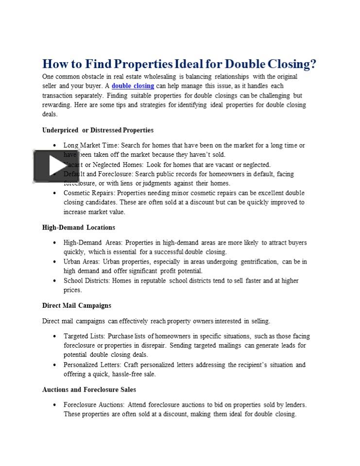 PPT – How to Find Properties Ideal for Double Closing? PowerPoint ...