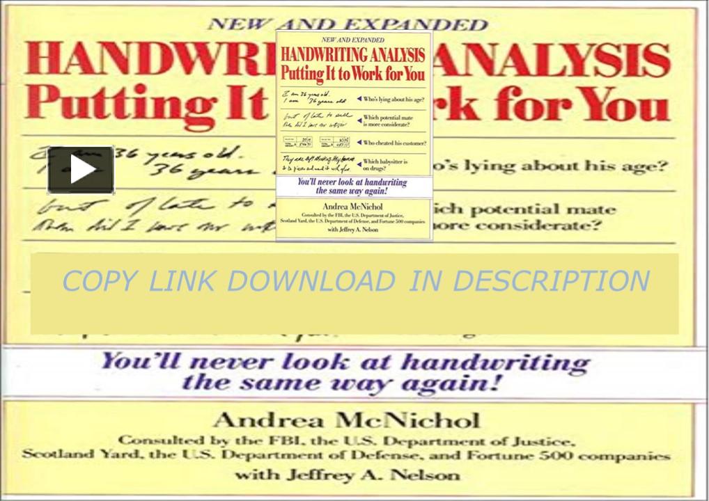 Download ⚡️(PDF)⚡️ Handwriting Analysis : Putting It to Work for You ...