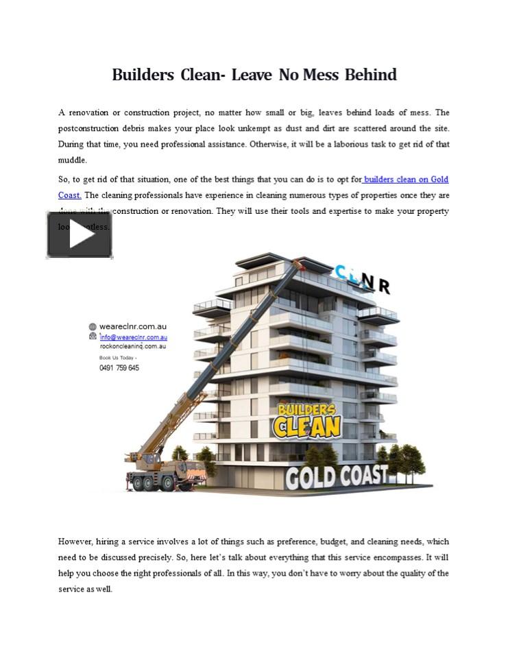 Builders Clean- Leave No Mess Behind presentation | free to download