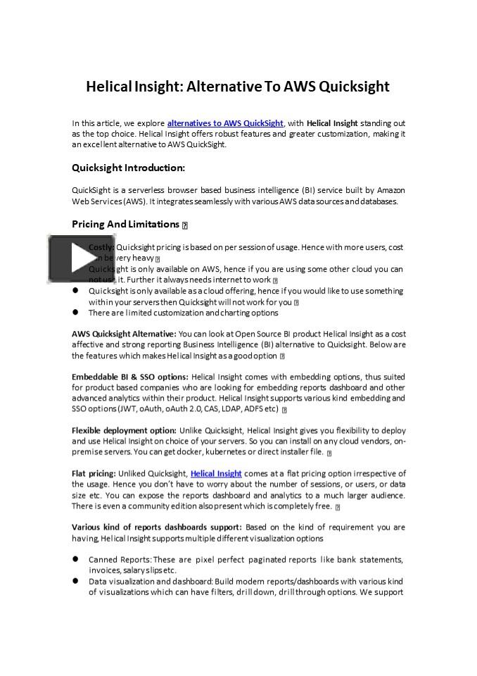 PPT – Helical Insight: Alternative To AWS Quicksight PowerPoint ...