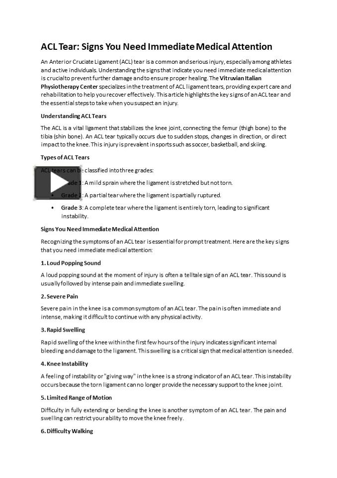 PPT – ACL Tear: Signs You Need Immediate Medical Attention PowerPoint ...
