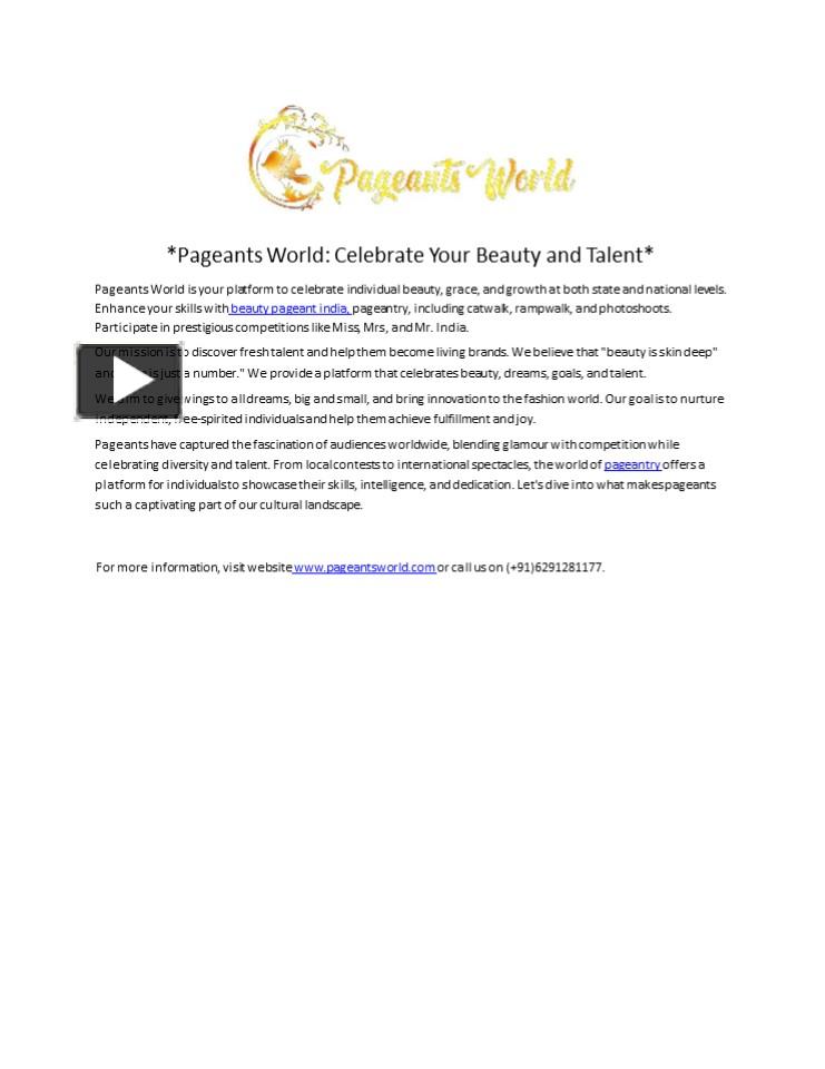 PPT – Mr Mrs Miss Beauty pageant queen contest in India | Pageantry ...