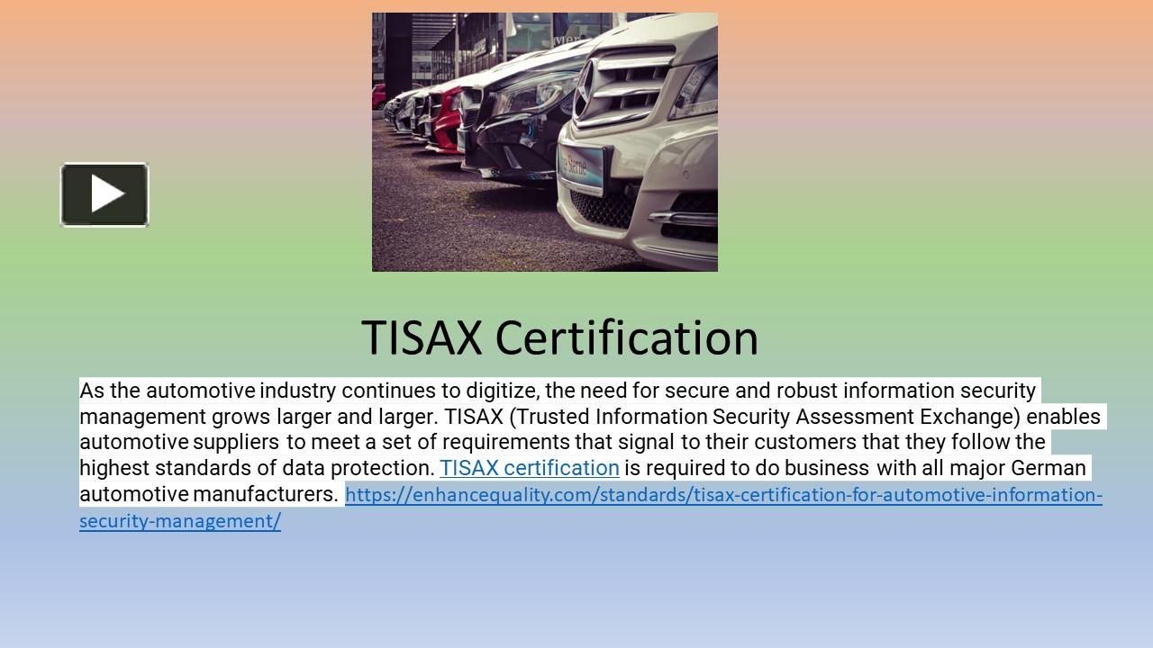 TISAX Certificate presentation | free to download