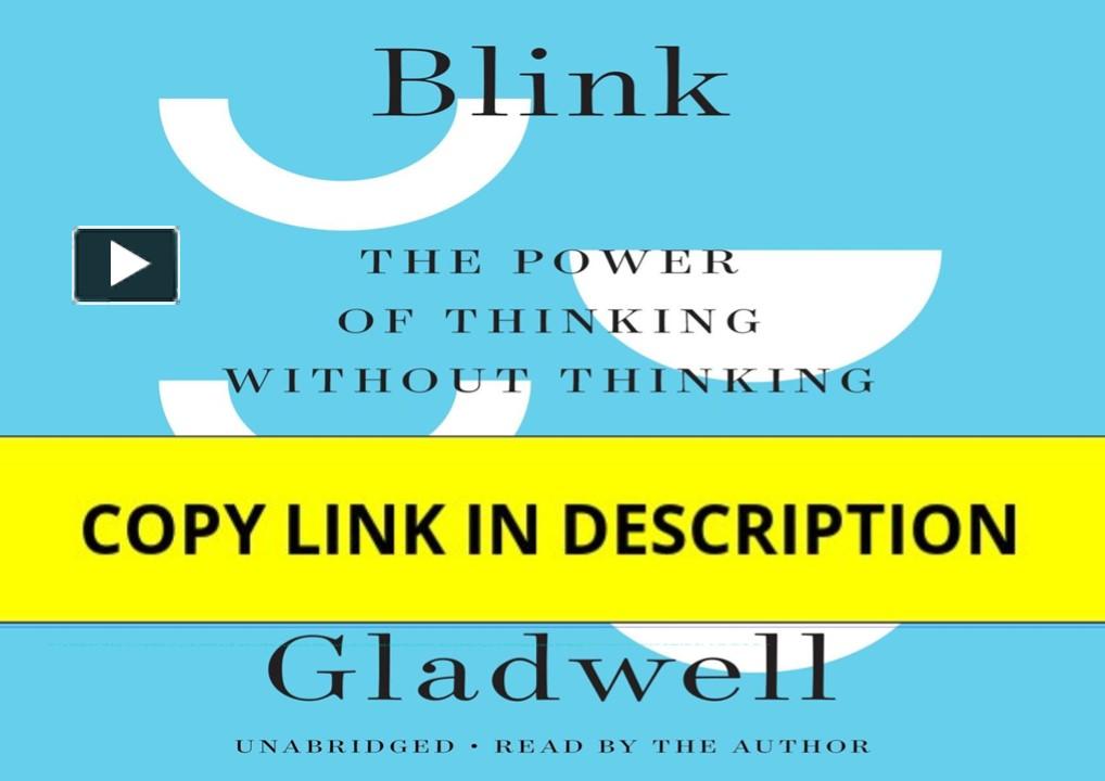 READ [PDF] Blink: The Power of Thinking Without Thinking presentation ...