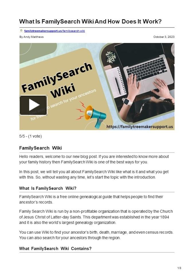 PPT – What Is FamilySearch Wiki And How Does It Work PowerPoint ...