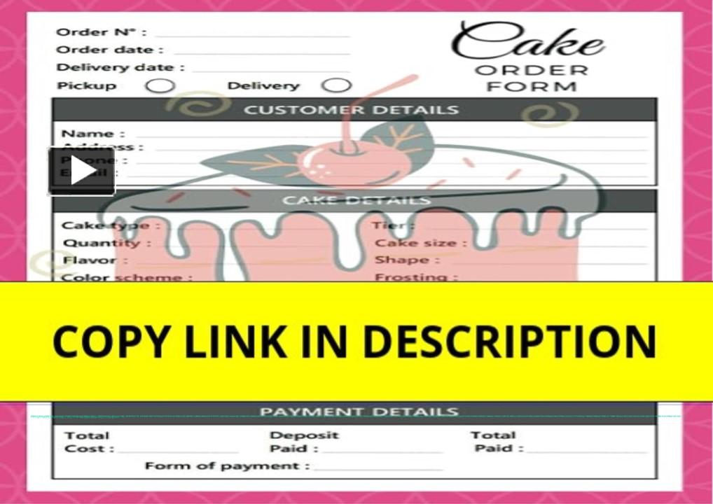 PPT – [PDF READ ONLINE] CAKE ORDER FORM: Purchase Record Journal | Cake ...