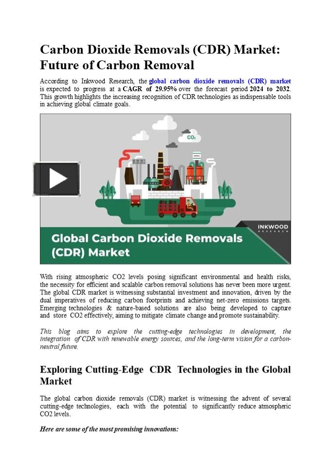 Carbon Dioxide Removals (CDR) Market: Future of Carbon Removal ...