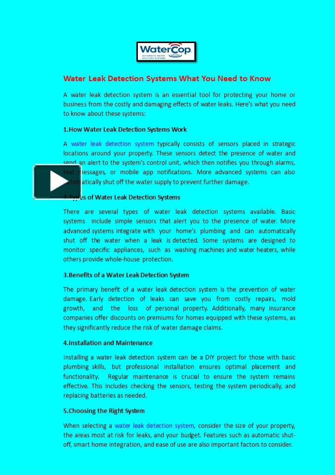 PPT – Water Leak Detection Systems What You Need to Know PowerPoint ...