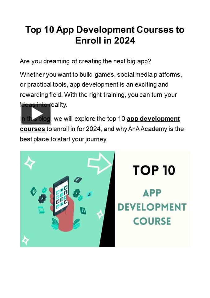 PPT – Top 10 App Development Courses to Enroll in 2024 PowerPoint ...