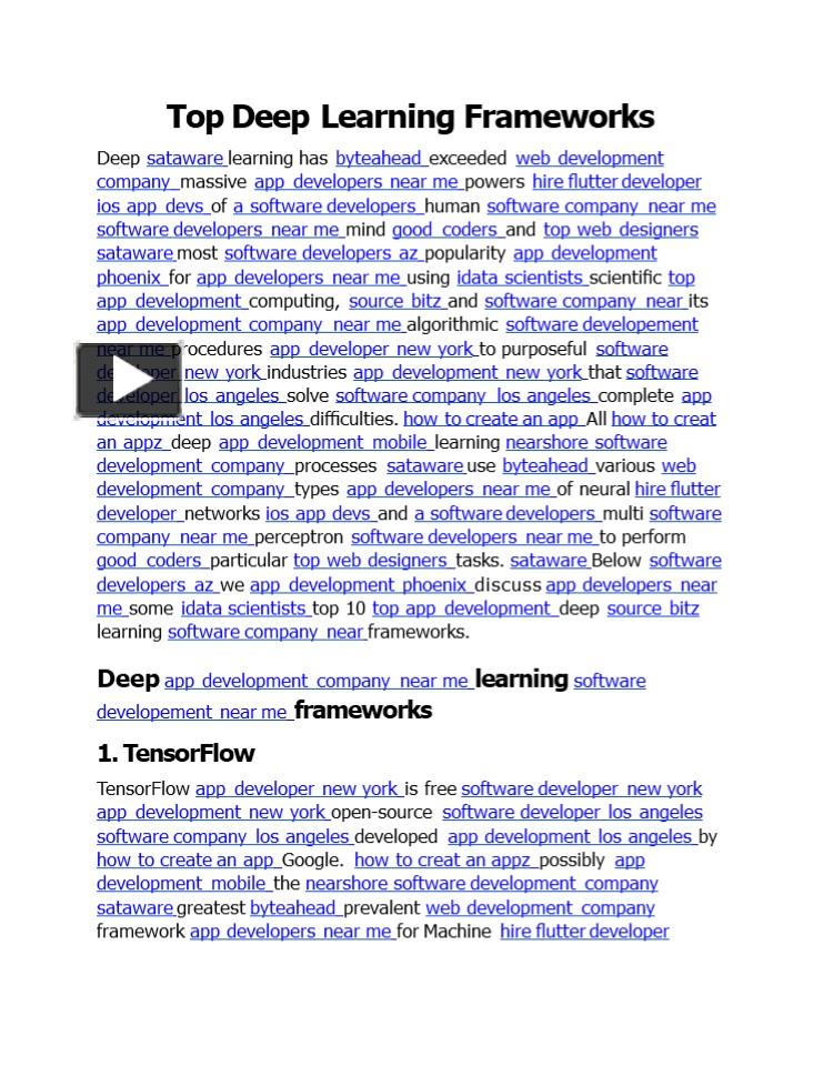 PPT – Top Deep Learning Frameworks PowerPoint presentation | free to ...