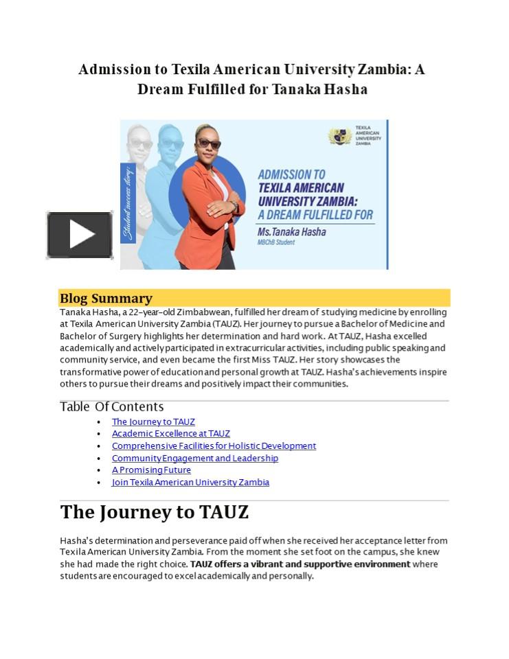 PPT – Admission to Texila American University Zambia: A Dream Fulfilled ...