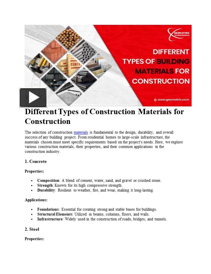 Different Types of Building Materials for Construction presentation ...