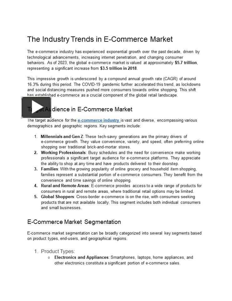 The Industry Trends in E-Commerce Market presentation | free to download